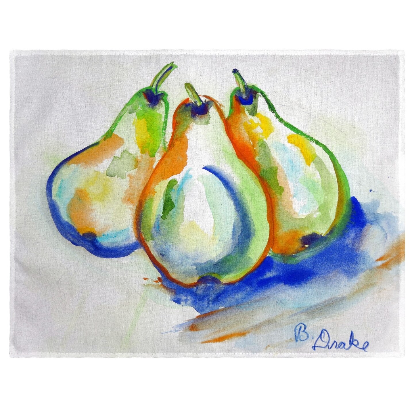 Betsy Drake Three Pears Place Mat Set of 4, Color: Multicolor, Size ...