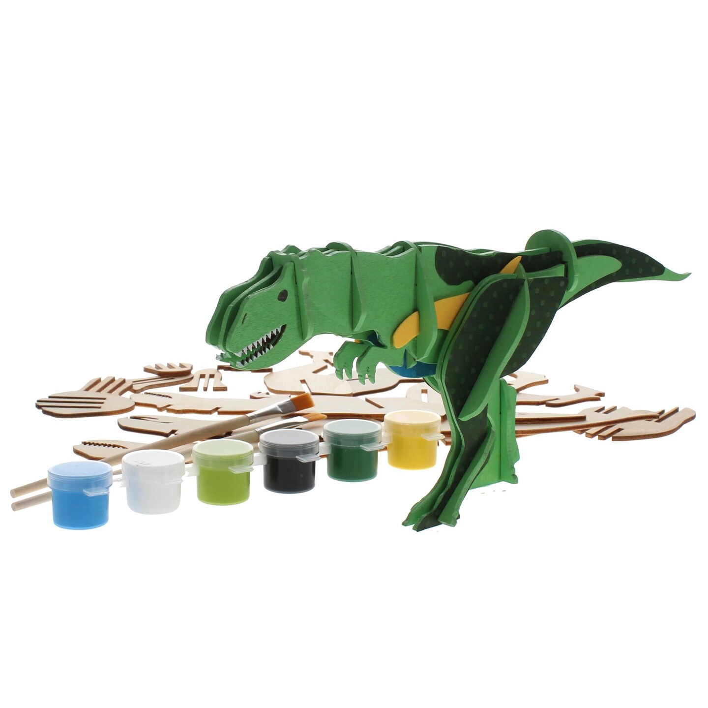 Leisure Arts - 3D Puzzle, 14 Piece kit, Wood Build It T-Rex, Wood ...