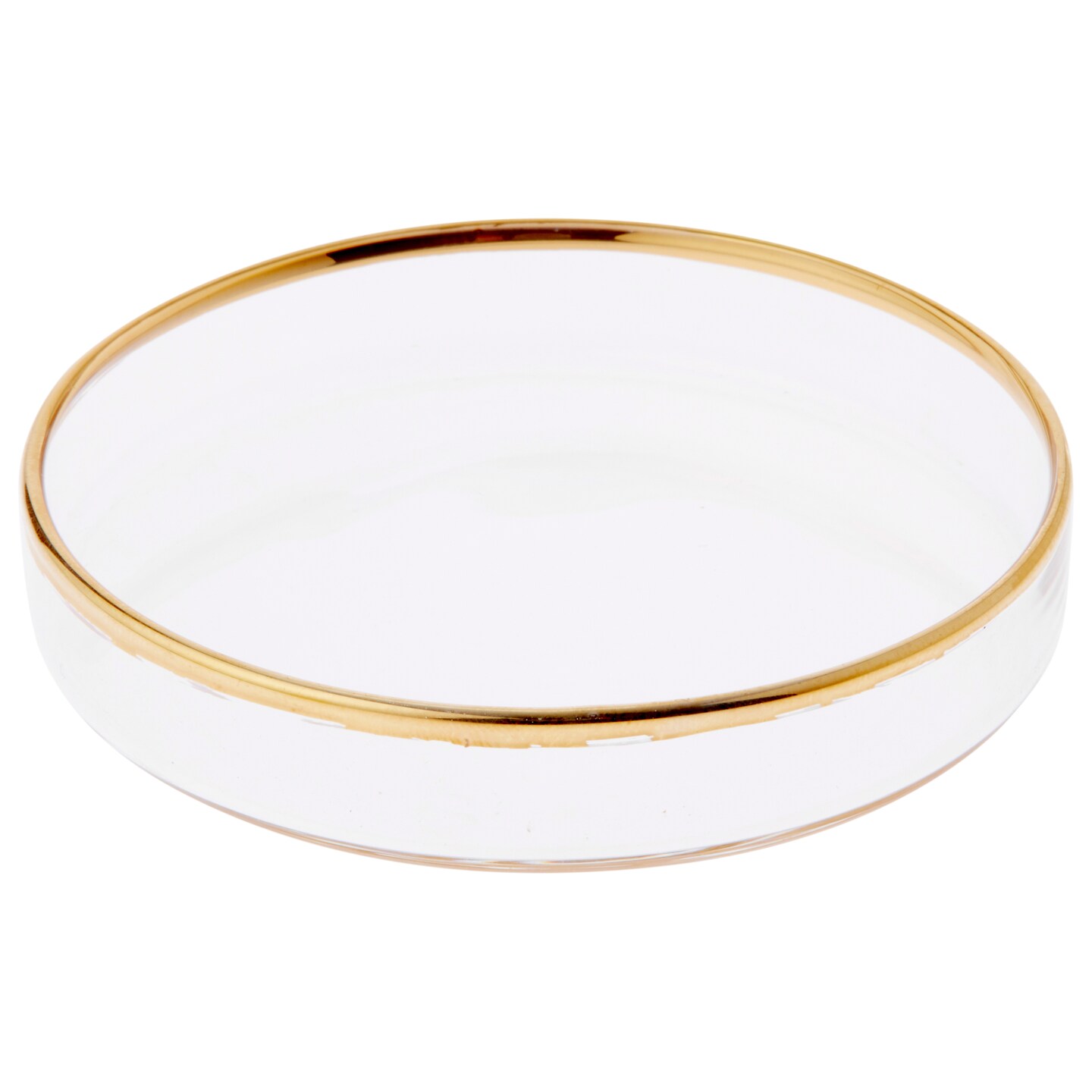 Plymor 3" x 3" Round Glass Display Tray (Gold Rim) | Michaels