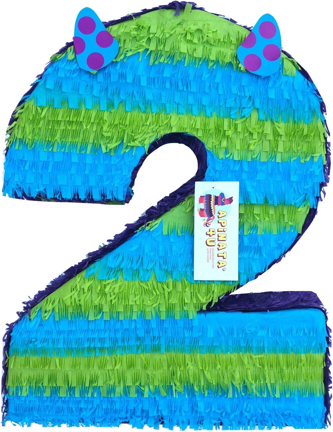 APINATA4U Number Two Pinata 20" Tall Multicolored for Monster Theme ...