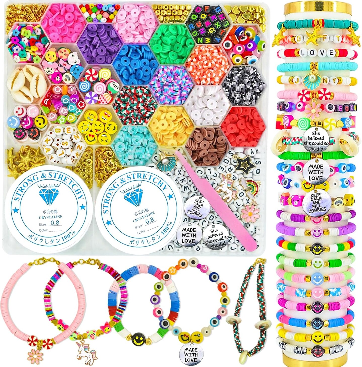 Flat Clay Beads Bracelet Making Kit Jewelry Making Kit for Beginner ...