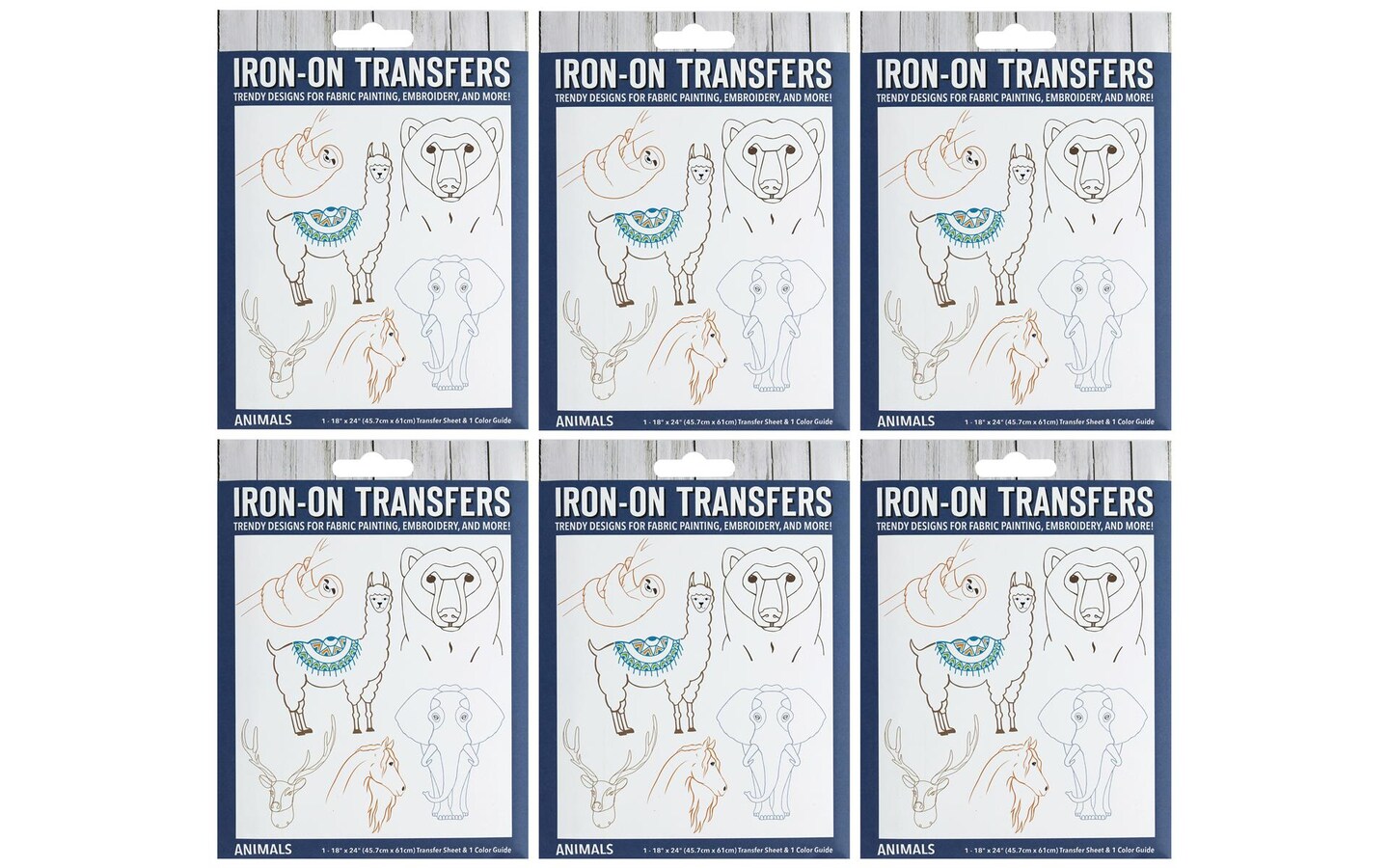 Leisure Arts Bundle Iron-On Transfer, Animals, 6pc., Embroidery ...