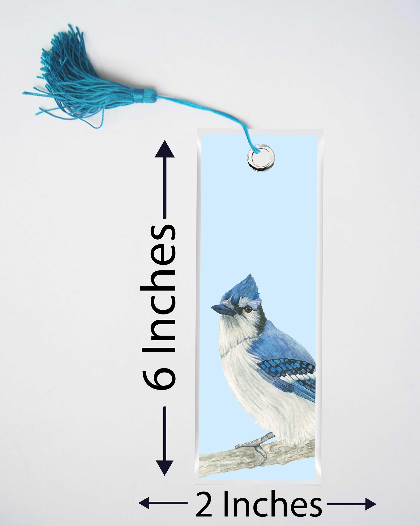 Blue Jay Bookmark Bird Bookmark Watercolor Blue Jay Laminated Bookmark ...