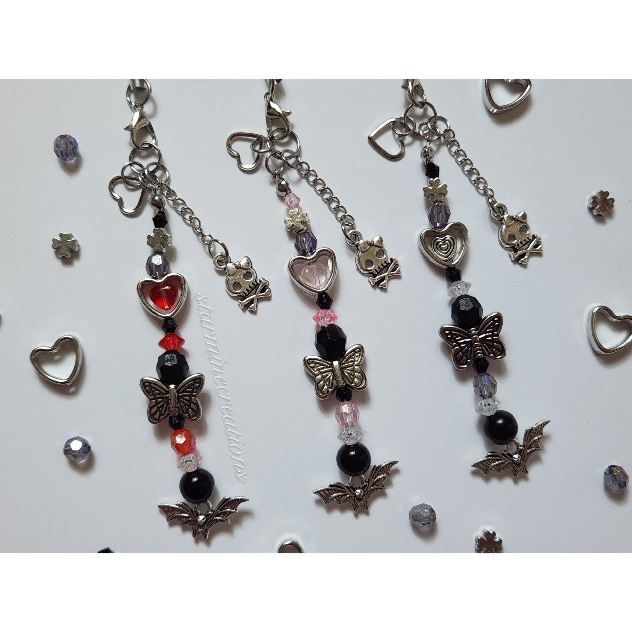 Dream Bats Phone Strap ~ Beaded Keychain Charm Alt Halloween Vkei ...