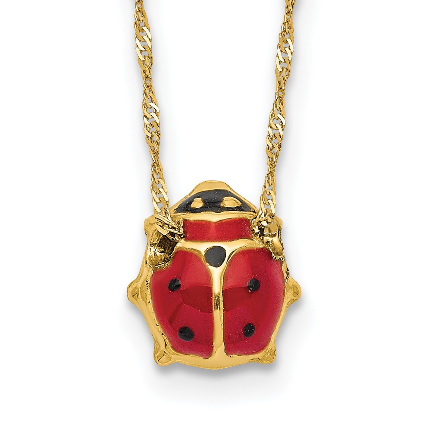 14K Yellow Gold Enameled Ladybug Necklace Jewelry 11mm | Michaels