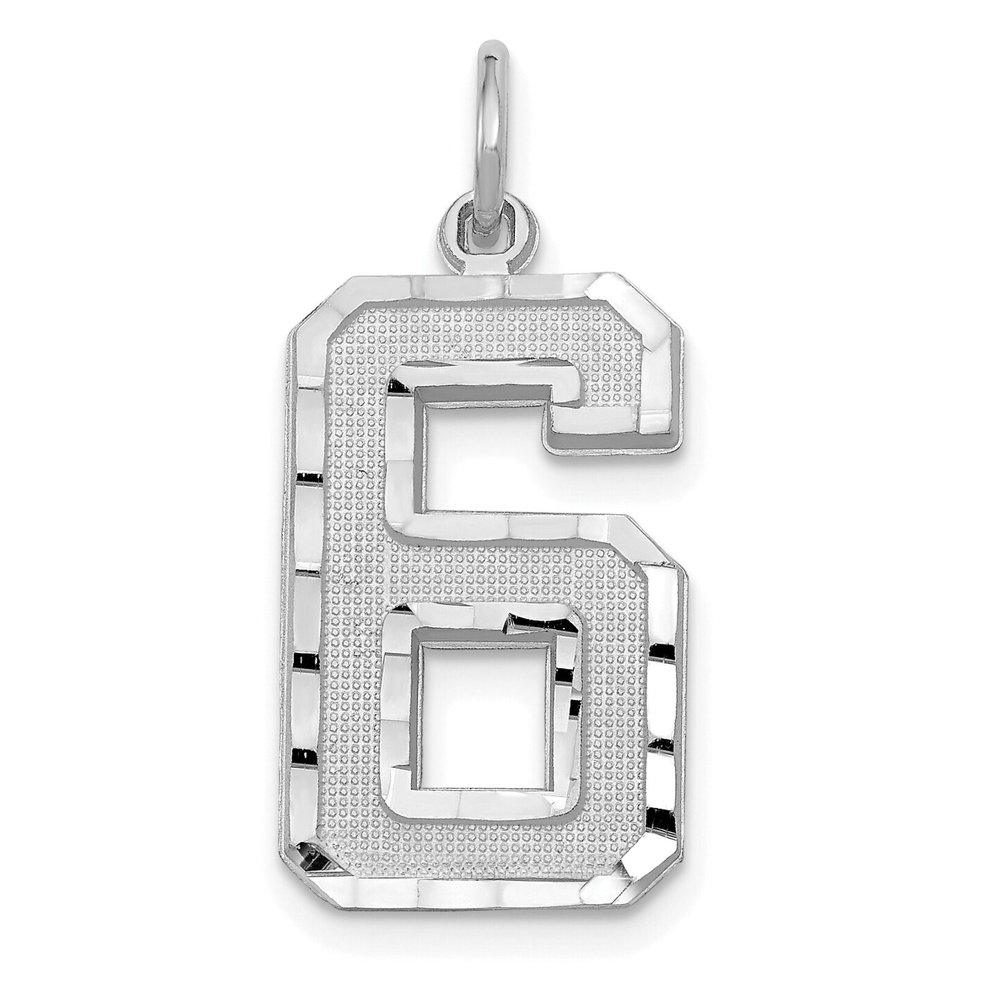 14K White Gold Large Number 6 Charm Pendant FindingKing Jewerly 25mm x ...