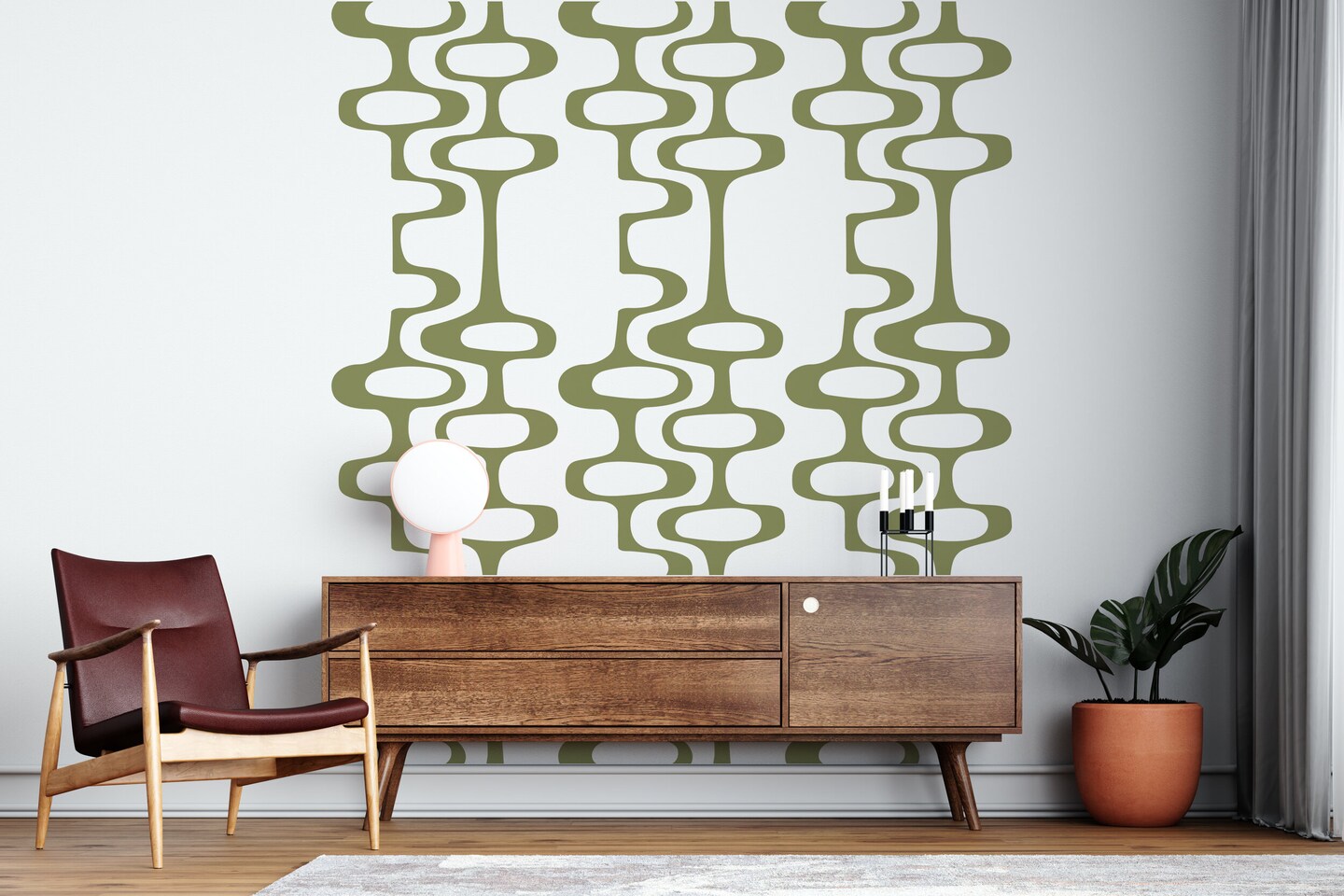 Mid Century Decals, Modern Decal, Mid Mod Wall Decor, Circle Chain, Mcm ...