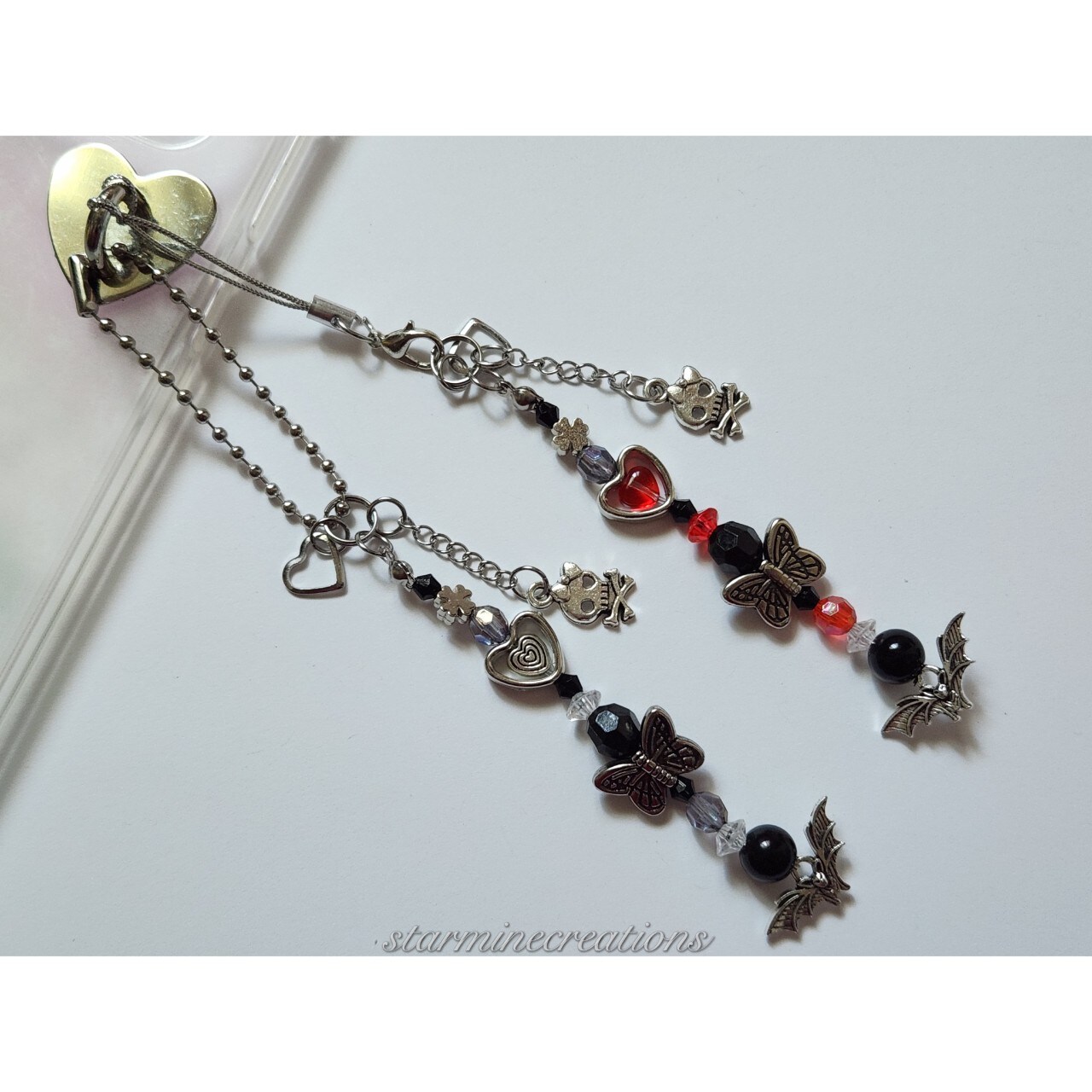 Dream Bats Phone Strap ~ Beaded Keychain Charm Alt Halloween Vkei ...
