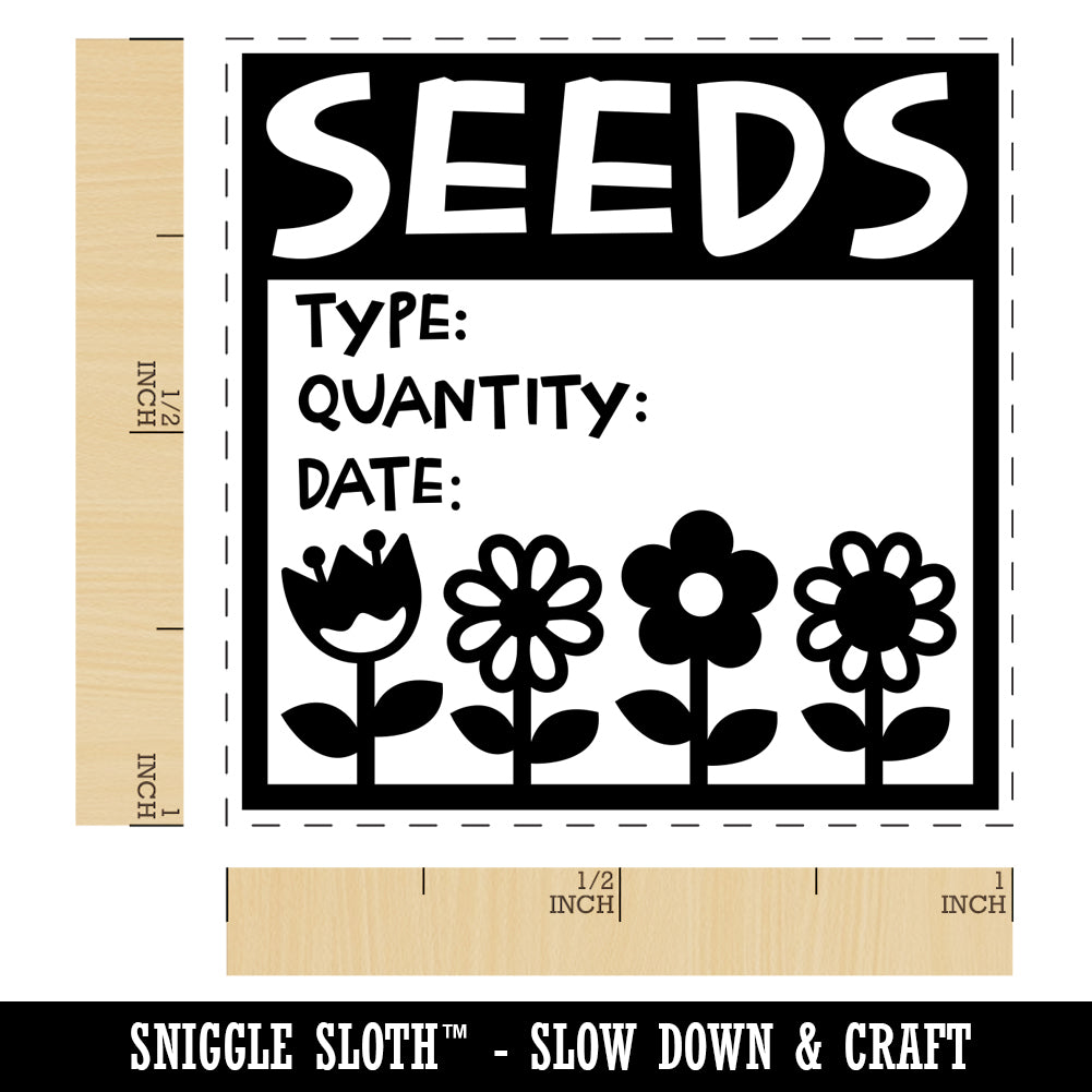Flower Seeds Label with Type Quantity Date Self-Inking Rubber Stamp Ink ...