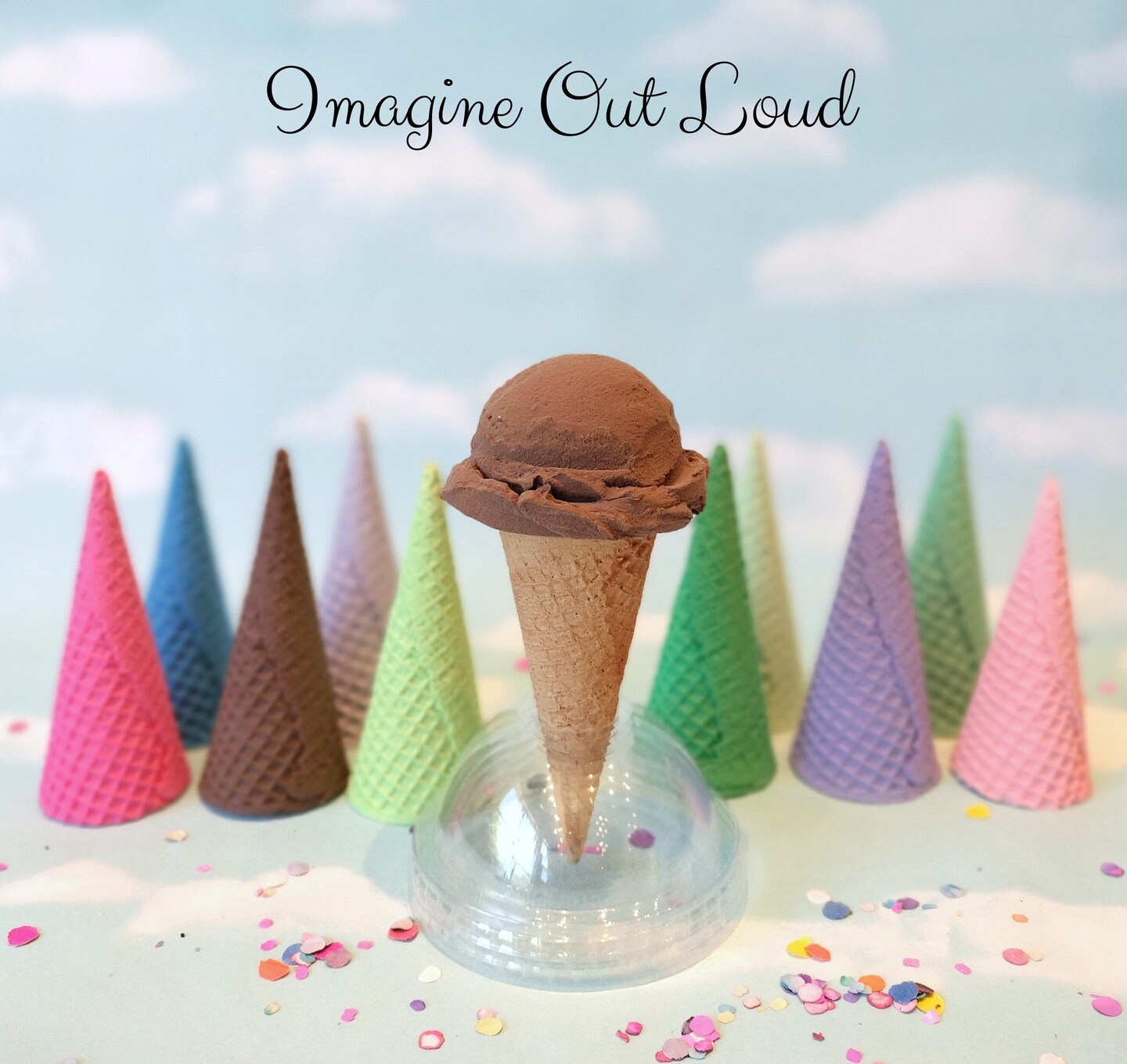 Fake Ice Cream CONE and COLOR CHOICE Single Scoop Chocolate Realistic ...
