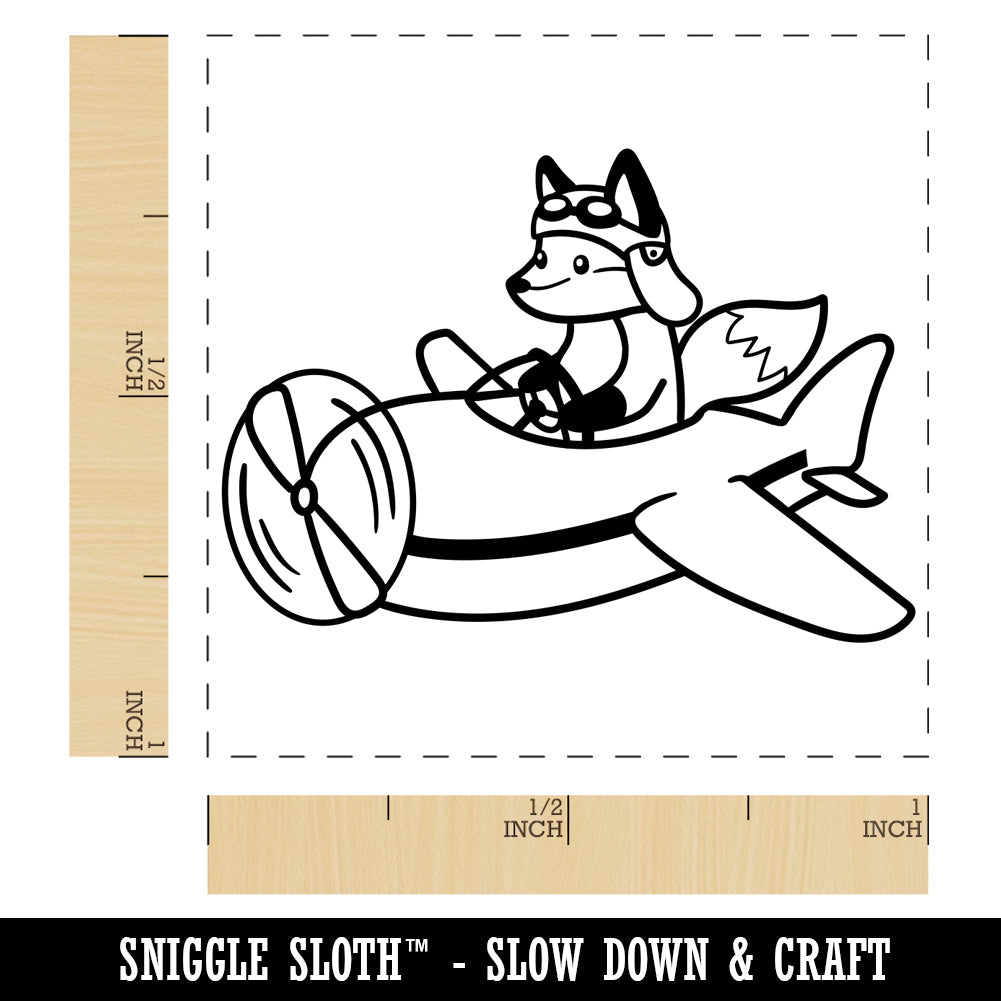 Fox Flying an Airplane Plane Self-Inking Rubber Stamp Ink Stamper ...