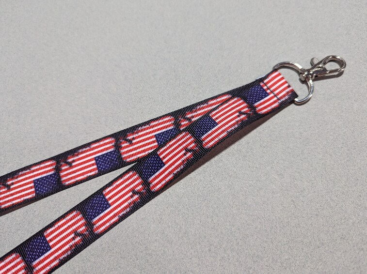 Patriotic American Flag ID Badge Lanyard, 1 Inch Wide and 19 Inch Long ...