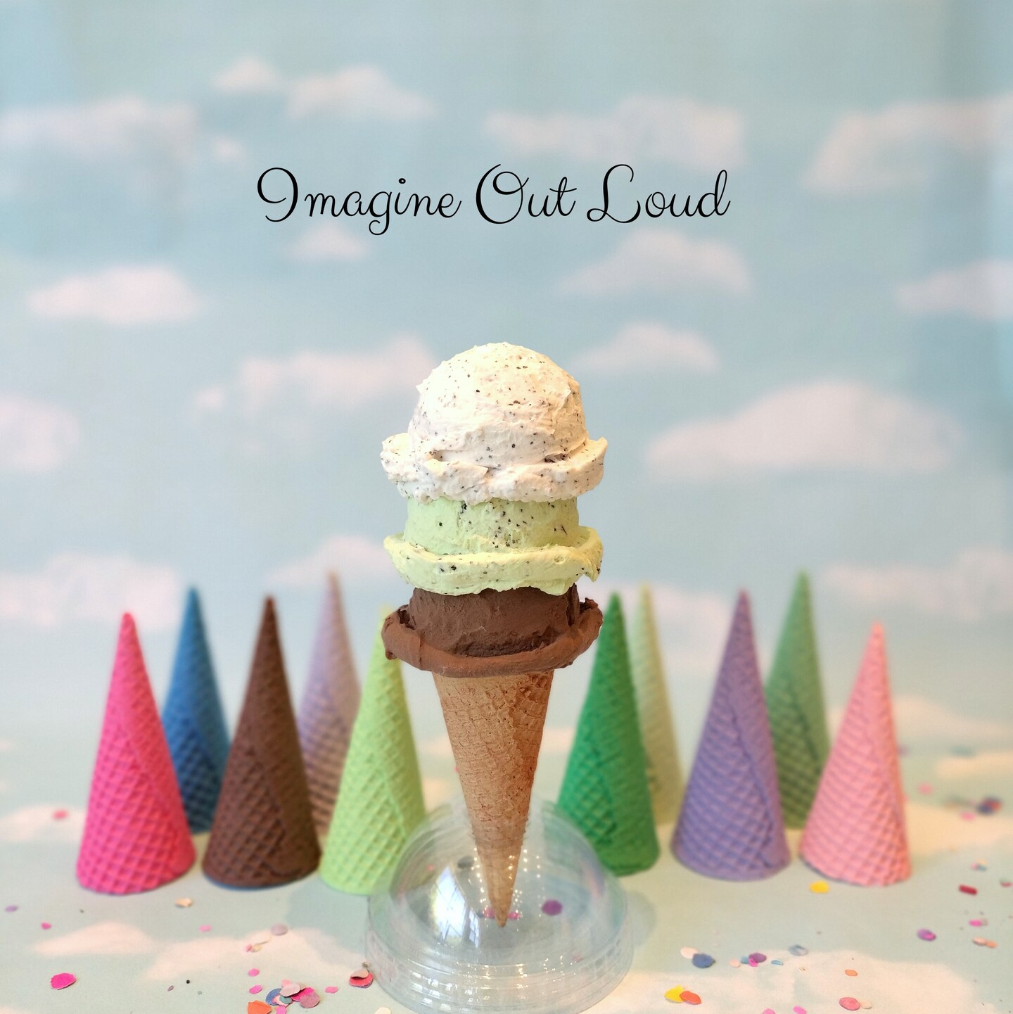 Fake Ice Cream CONE and COLOR CHOICE Triple Mint Chip, Cookies n Cream ...