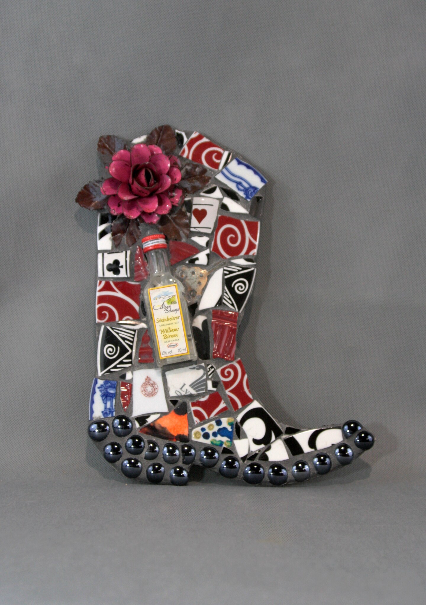 Cowgirl boot, Mosaic Plaque, wall hanging, western boot, cowboy boot, broken China mosaic ...
