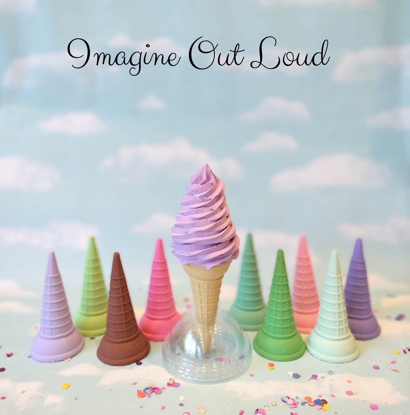 Fake Ice Cream CONE and COLOR CHOICE Soft Serve Swirl Purple Prop ...