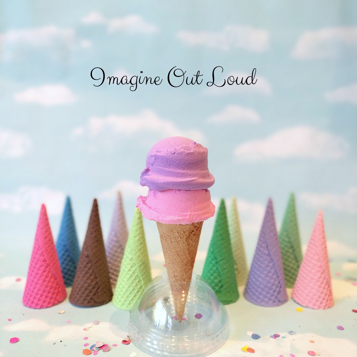Fake Ice Cream CONE and COLOR CHOICE Double Purple Pink Realistic Faux ...
