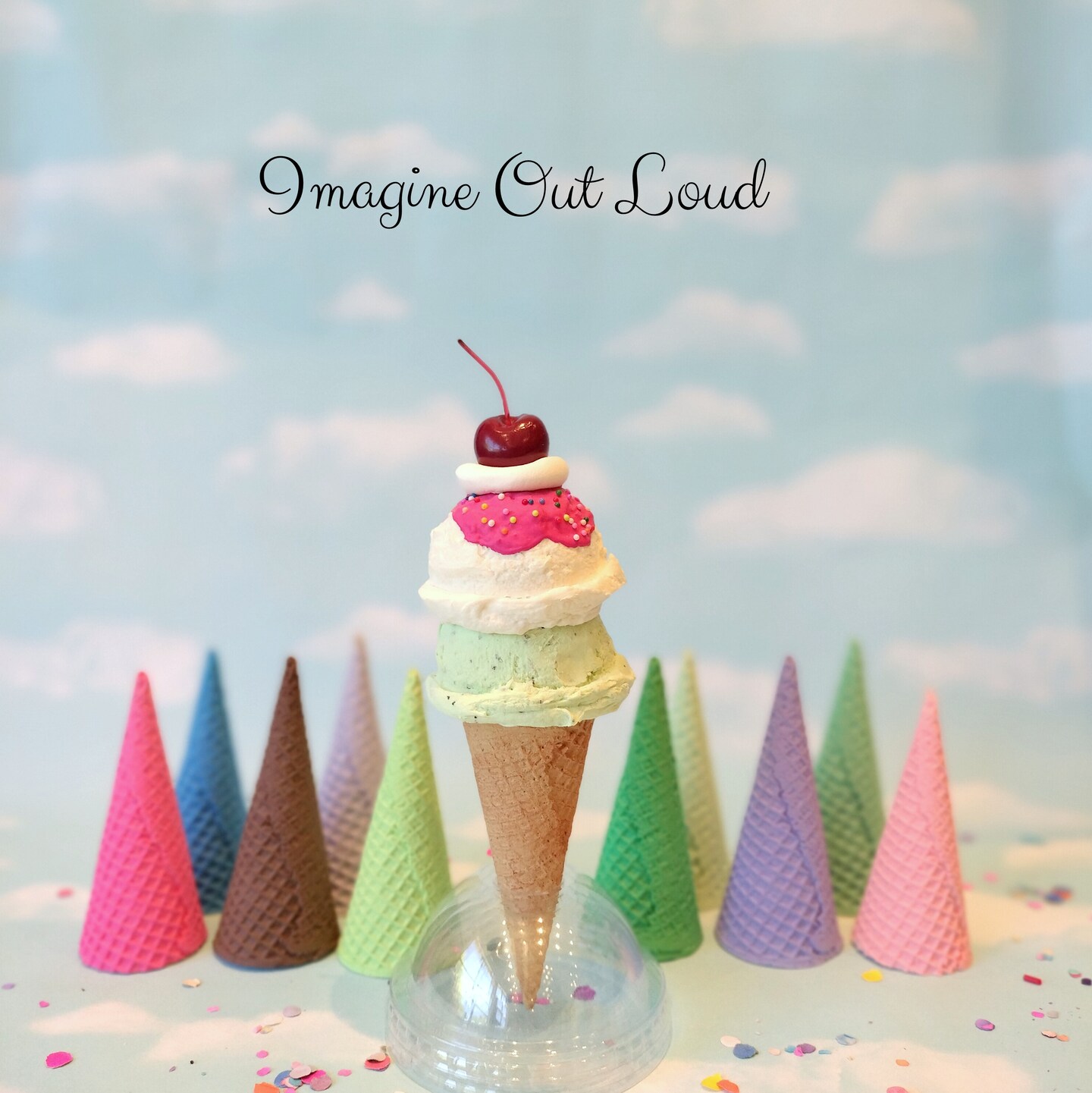 Fake Ice Cream CONE and COLOR CHOICE Double Mint Vanilla Sauce ...