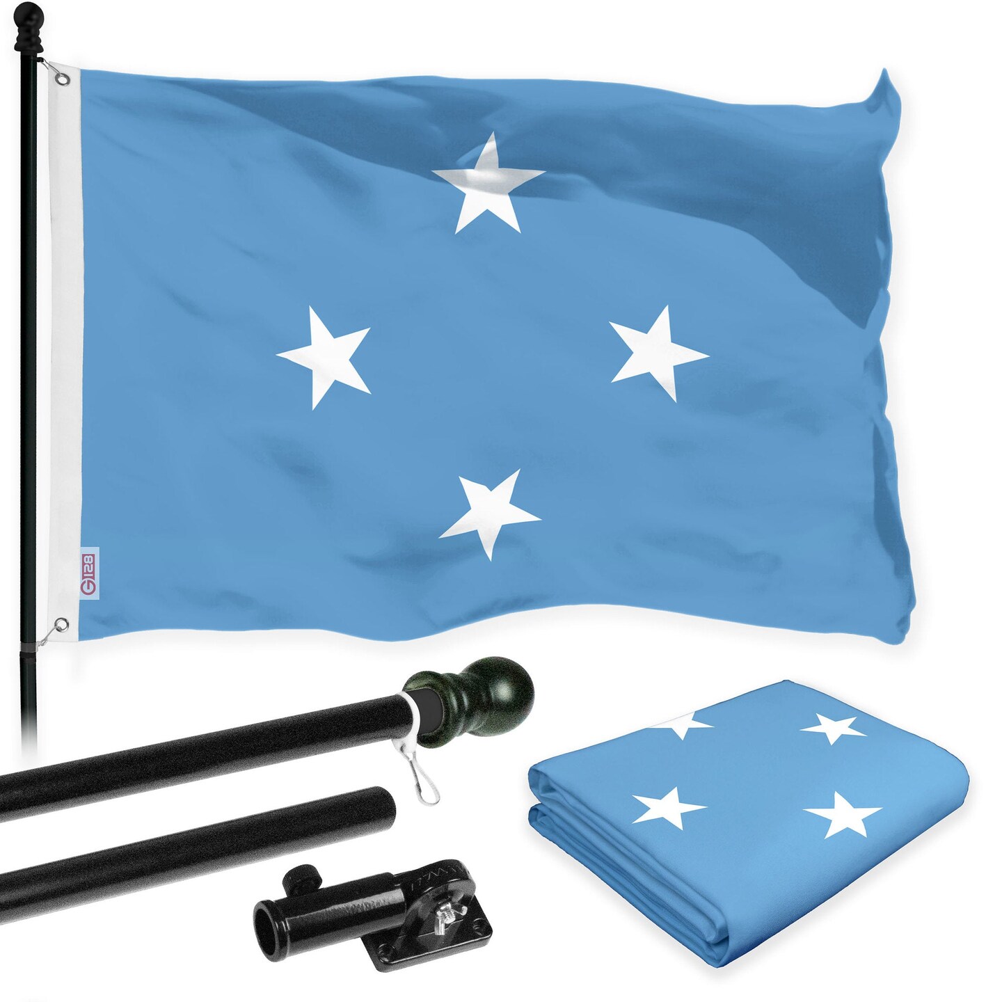 G128 Combo Pack: 6 Ft Tangle Free Aluminum Spinning Flagpole (Black ...