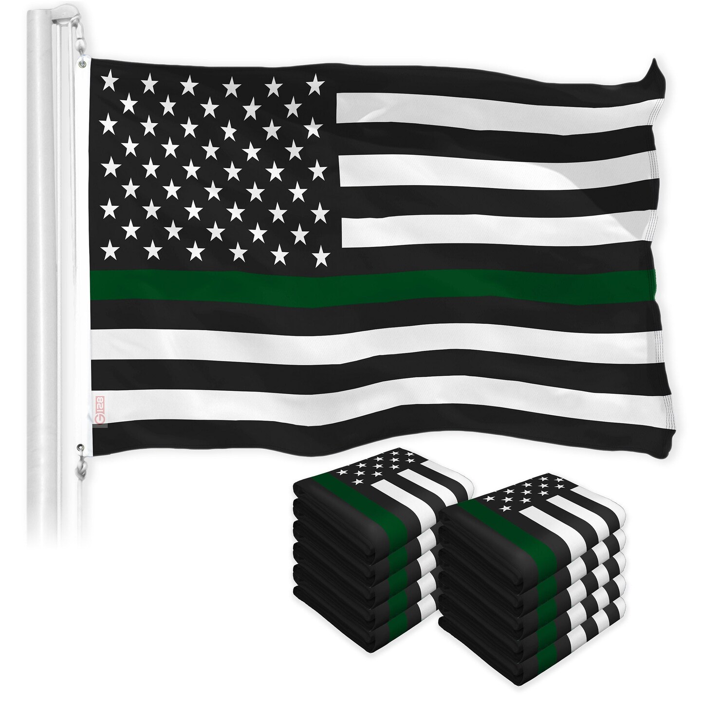 Thin Green Line American Flag 3x5 Ft 10-Pack Printed 150D Polyester By ...