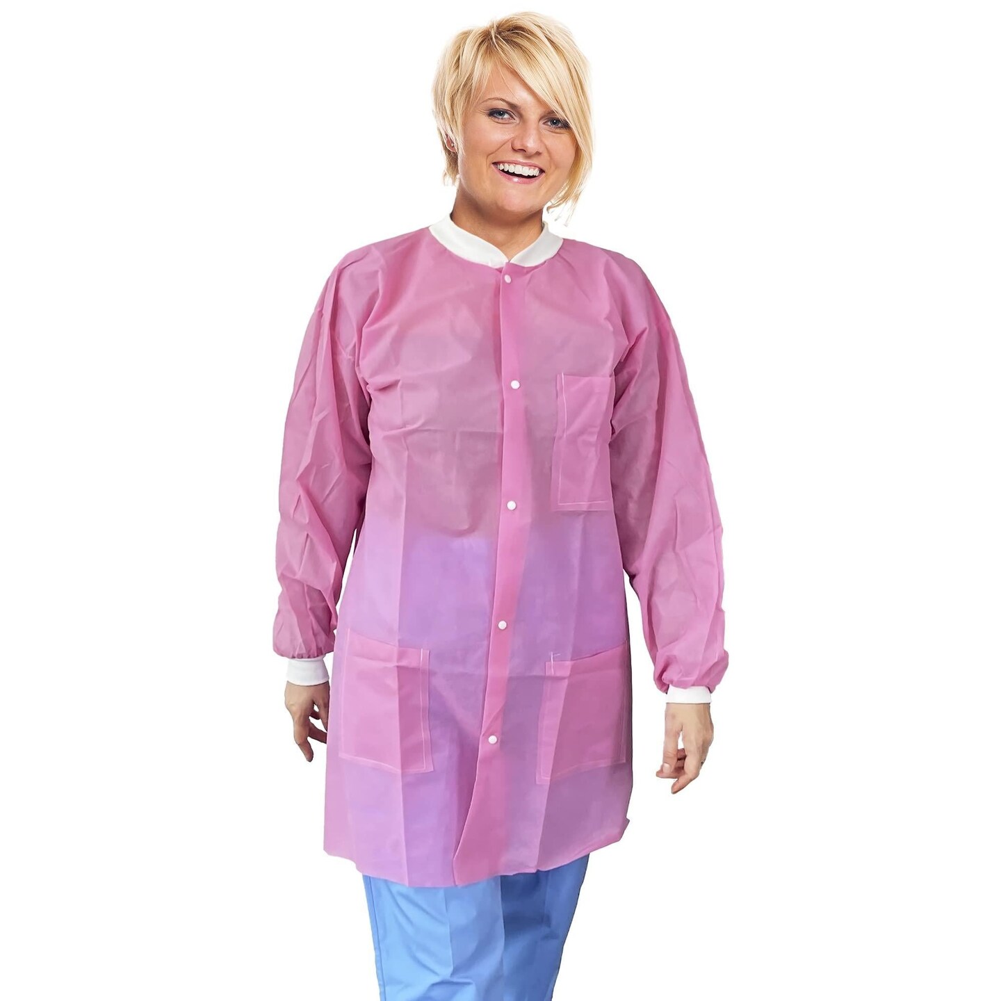 Disposable Lab Coat Medium Pack of 10 Light Pink Disposable Lab Coats ...