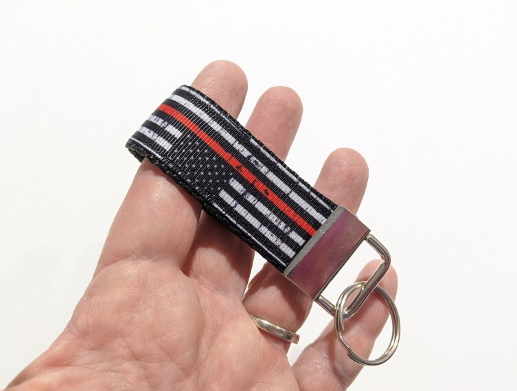 Fireman, Red Striped American Flag Mini Keychain, 1 Inch Wide and about ...
