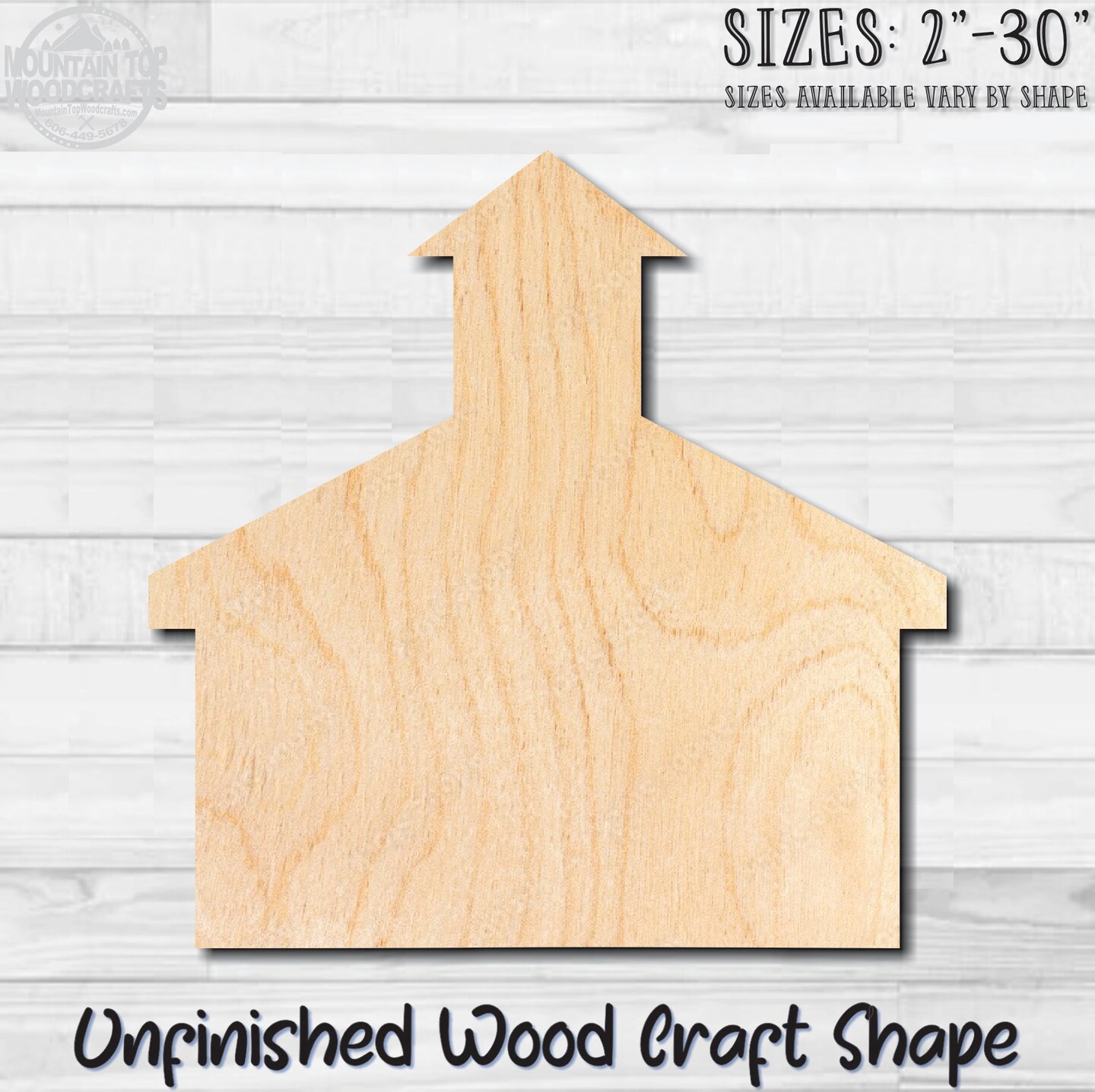 Old School House Unfinished Wood Shape Blank Laser Engraved Cut Out ...