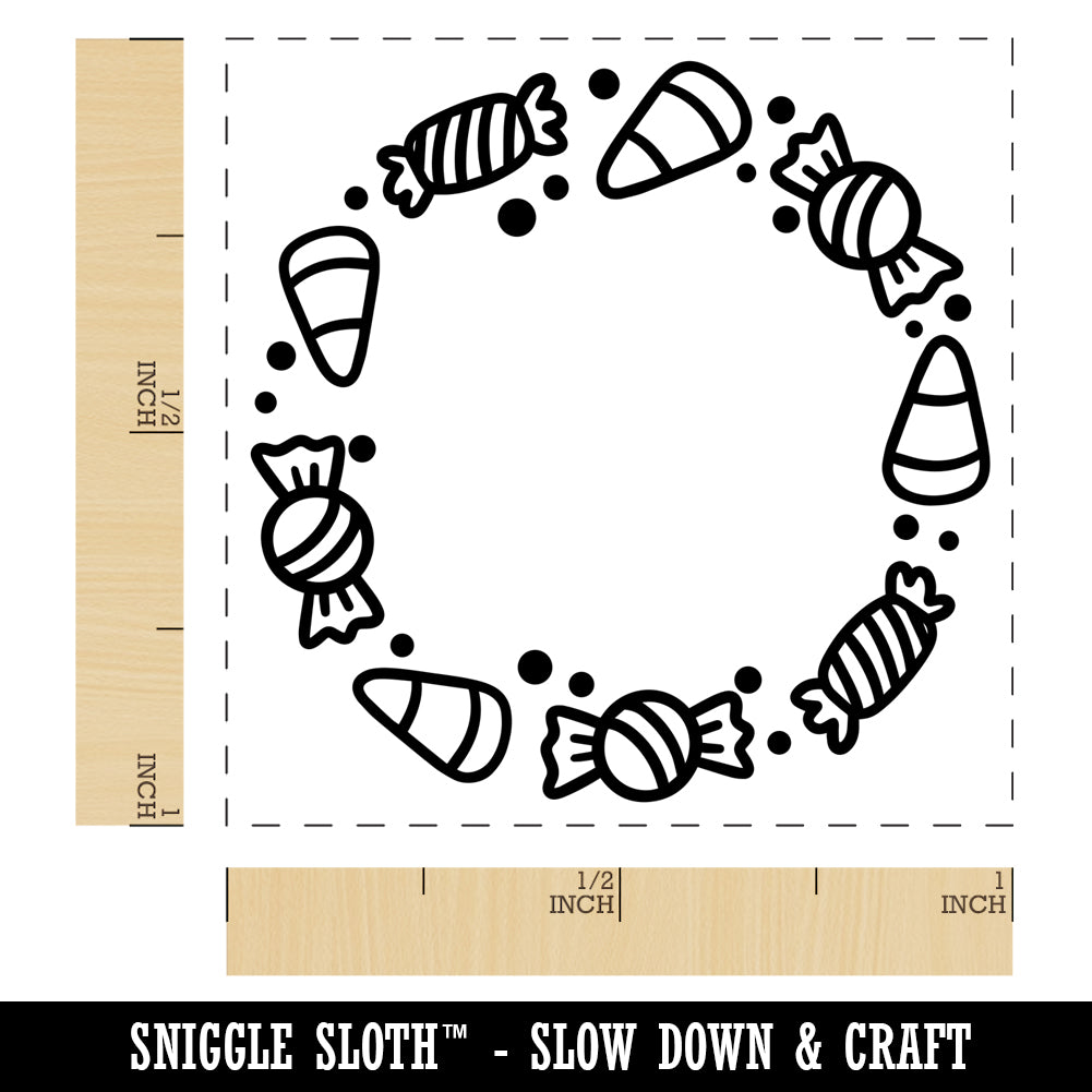 Halloween Candy Round Border Self-Inking Rubber Stamp Ink Stamper ...