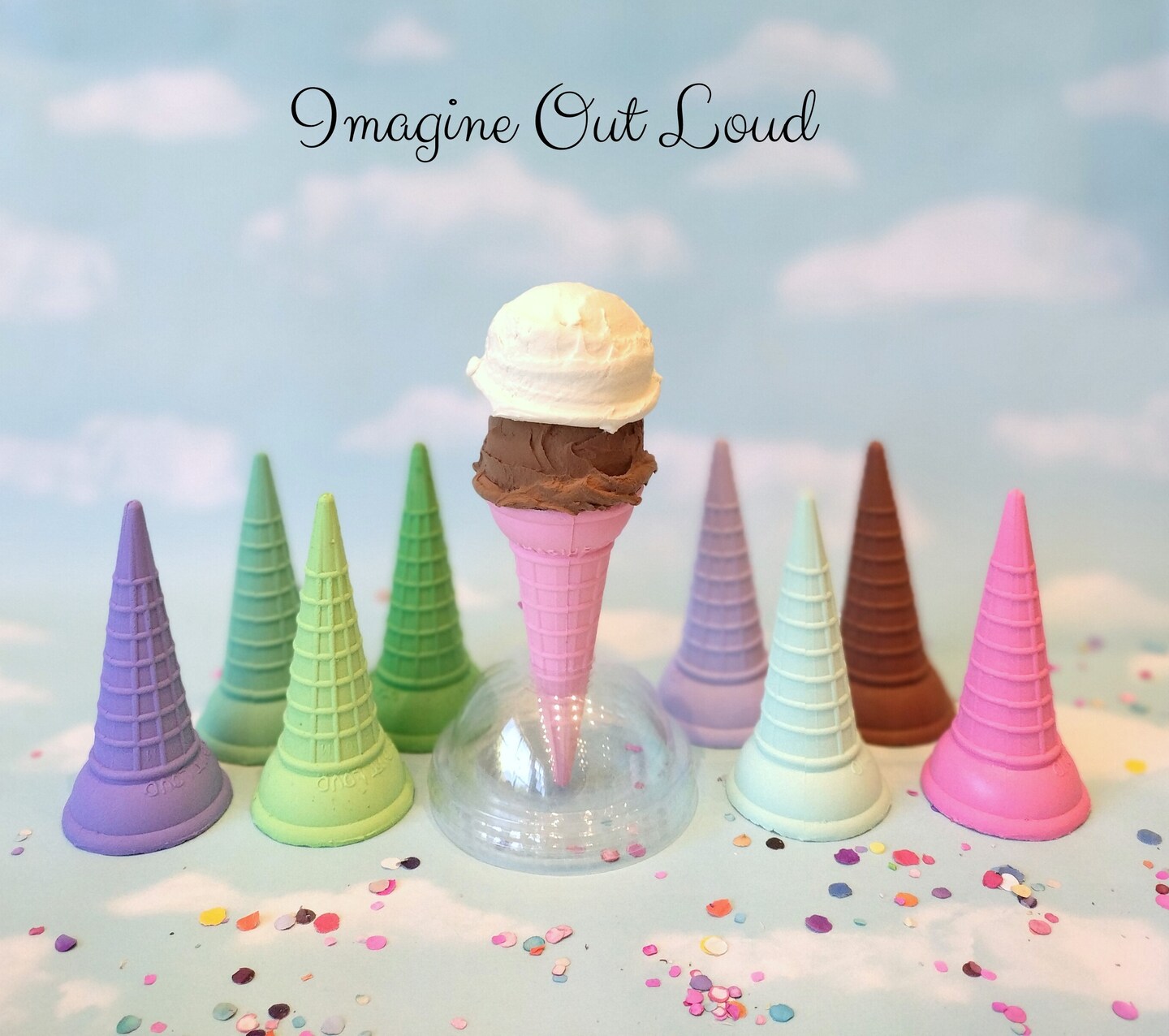Fake Ice Cream CONE and COLOR CHOICE Double Chocolate Vanilla Realistic ...