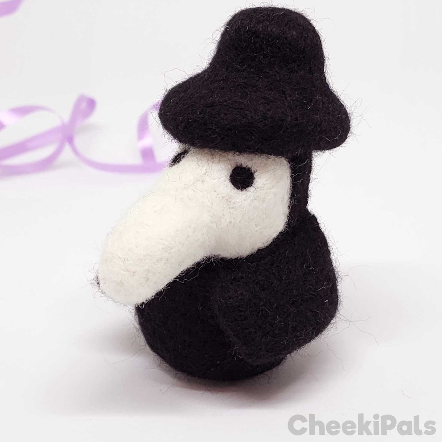Needle Felted Plague Doctor Cute Halloween Black Wool Figure ...