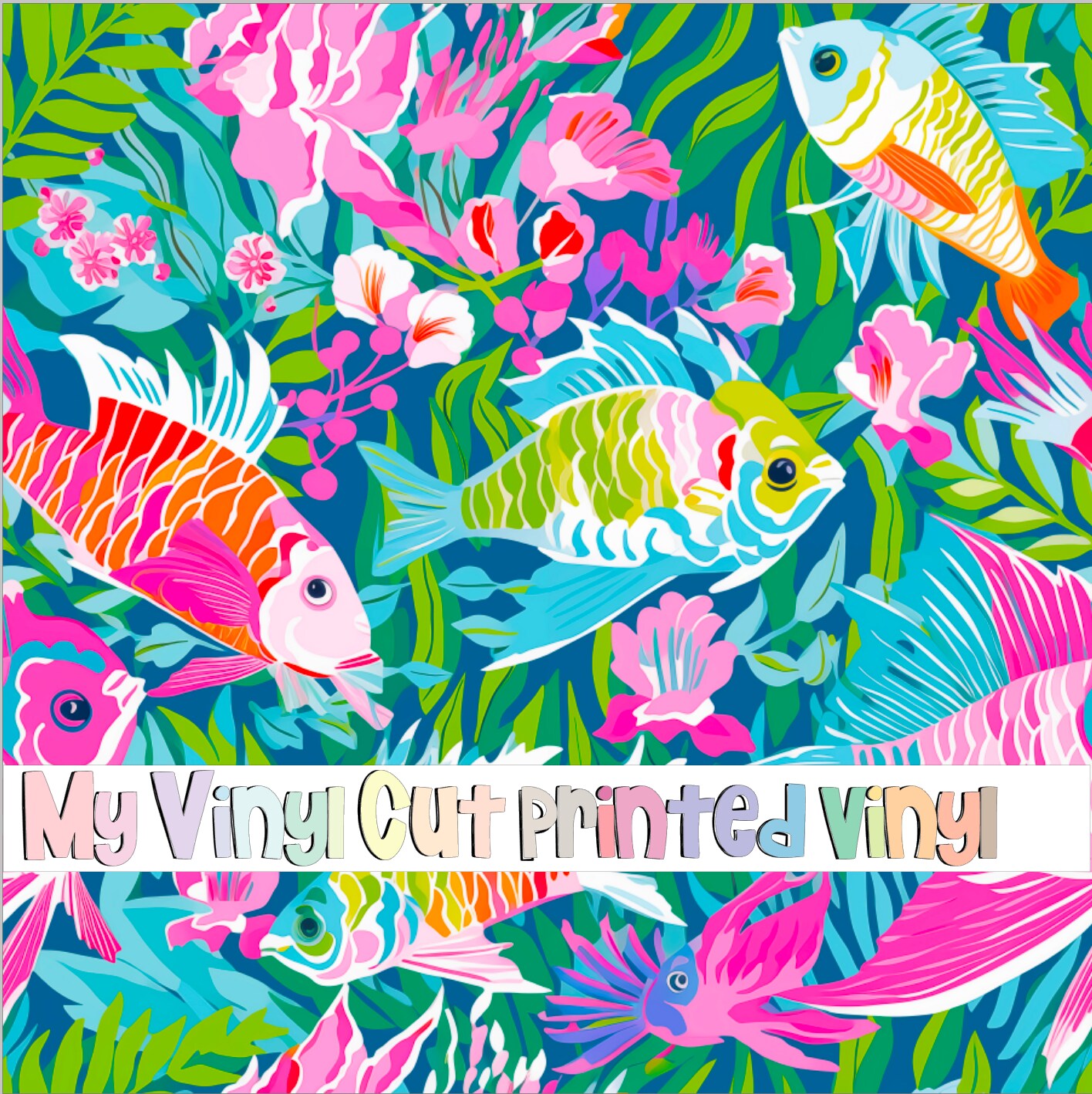 12 x 12 inch Sheet of Printed Vinyl or HTV in the Preppy Beach House B ...