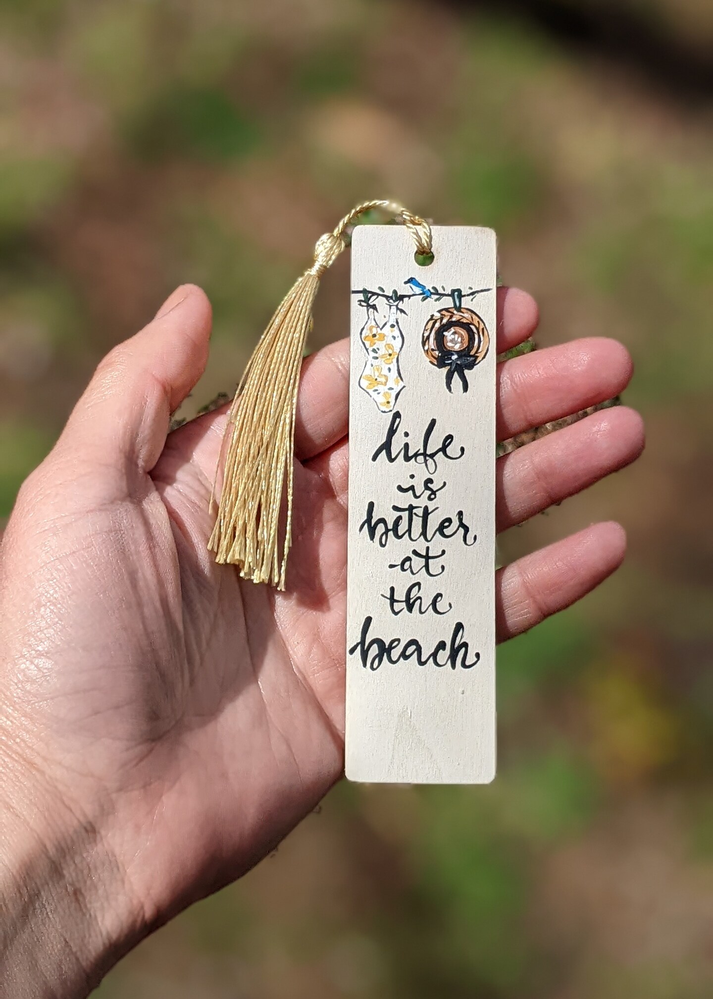 Beach Themed Wooden Bookmark, Hand Painted "Life is Better at the Beach ...