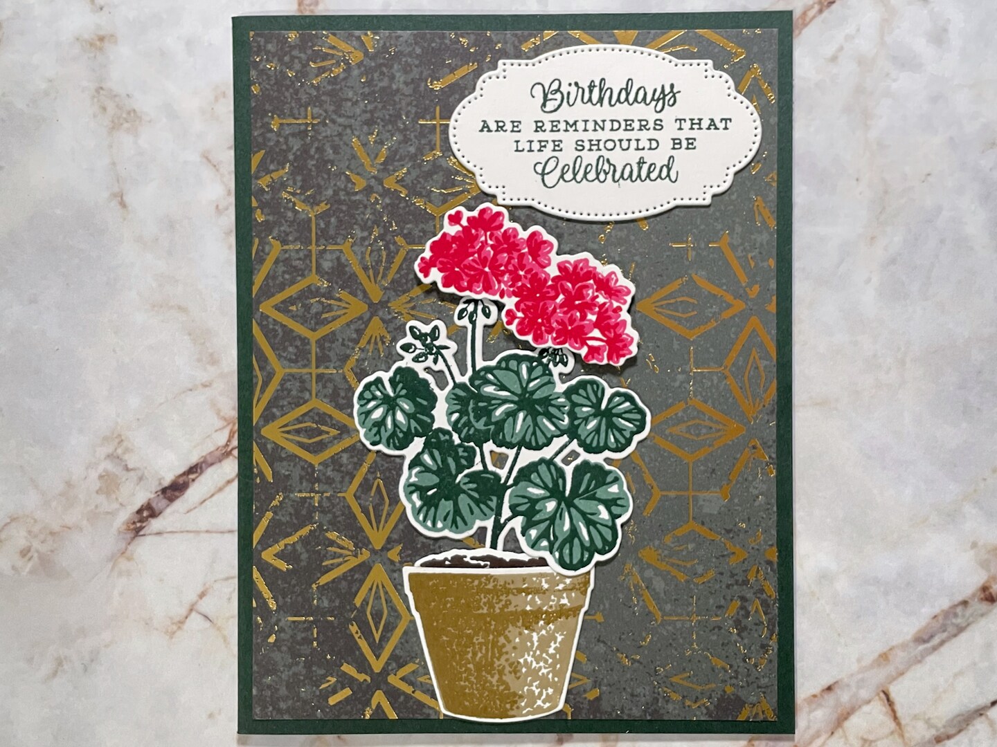 Hand stamped birthday card, geraniums | MakerPlace by Michaels
