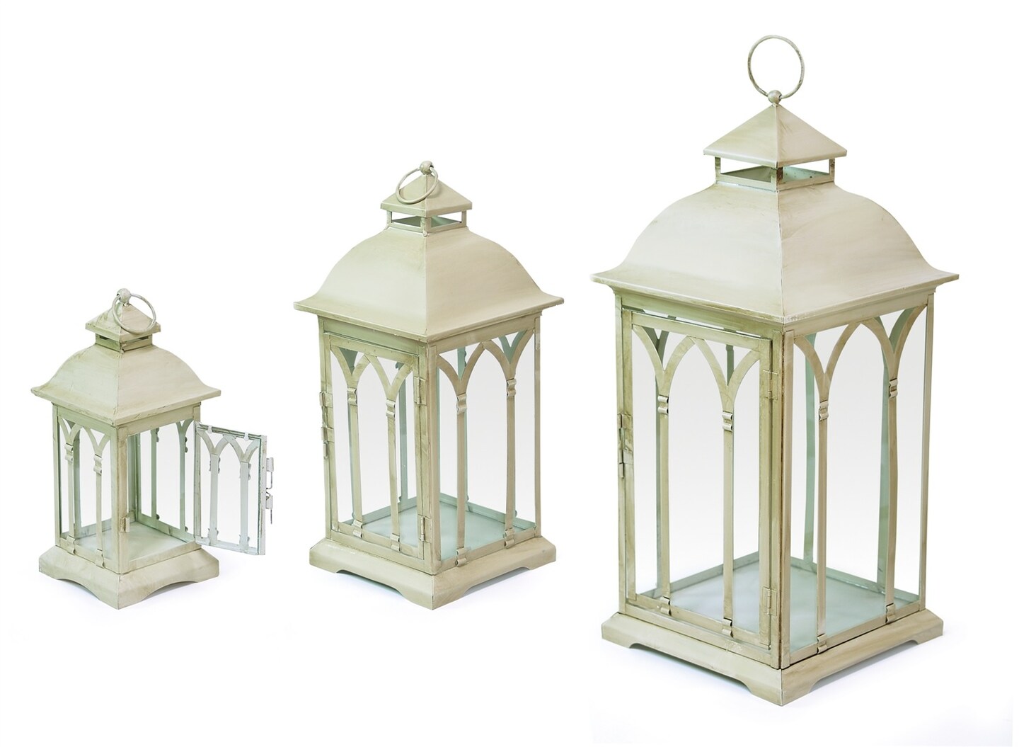 Melrose Set of 3 Ivory Pillar Candle Lanterns 21" | Michaels