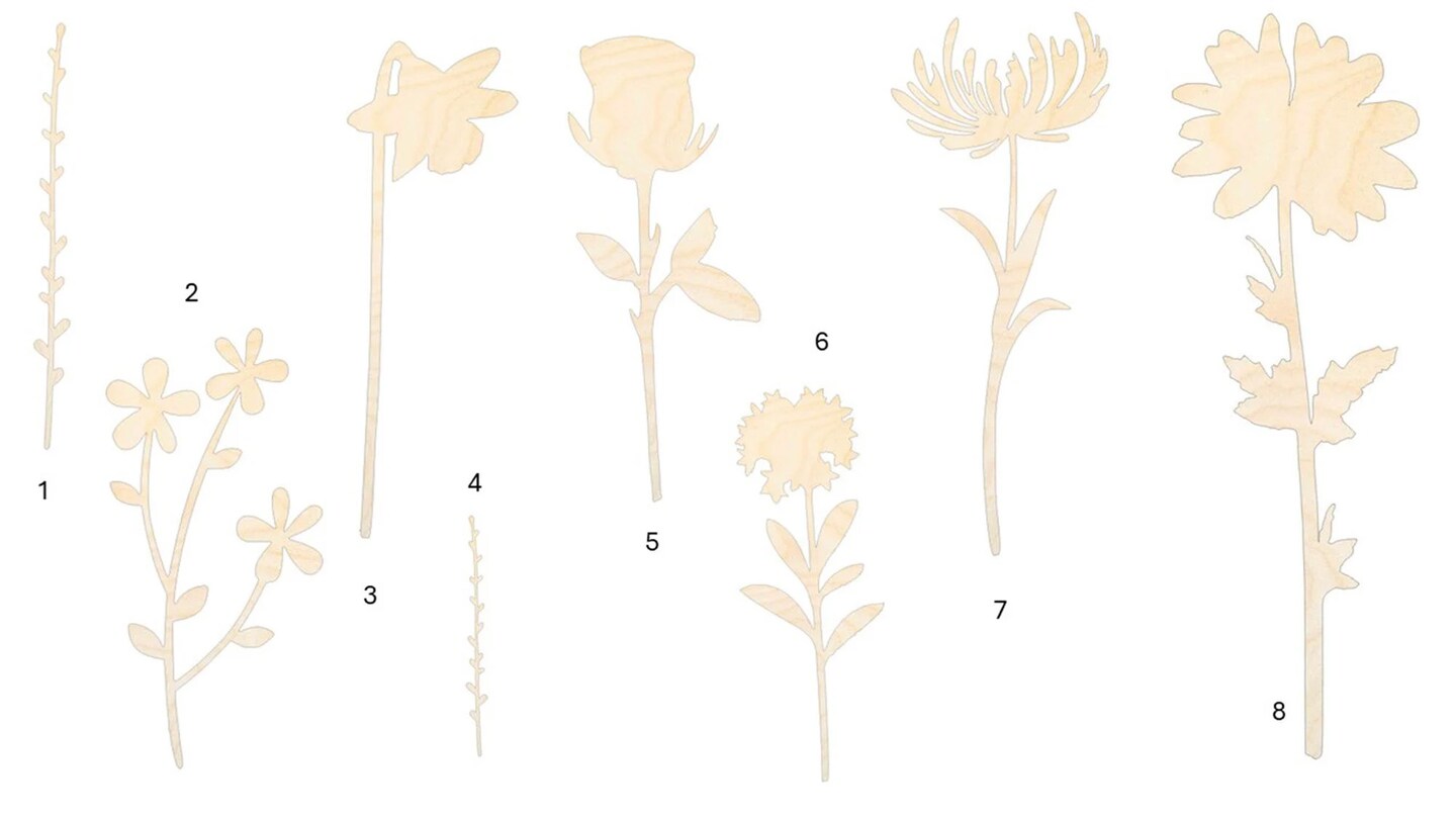 Unpainted Wooden Or Acrylic Flowers-Set 1: Wildflower, Daisy, Daffodil ...