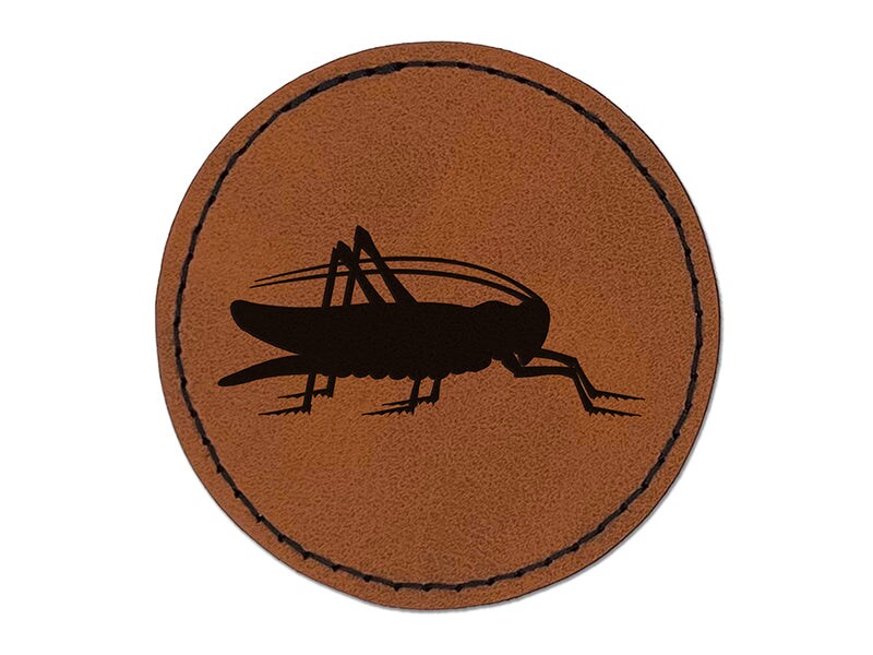 Grasshopper Insect Solid Round Iron-On Engraved Faux Leather Patch ...