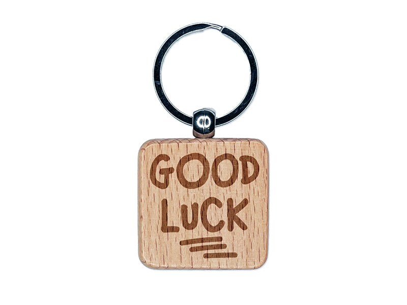 Good Luck Cute Text Engraved Wood Square Keychain Tag Charm | Michaels