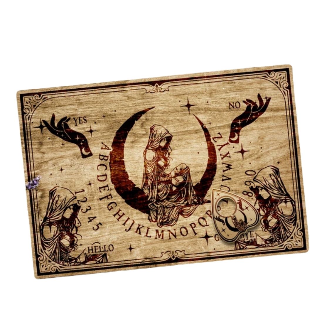 Wood Gothic Moon Girl Spirit Board Custom Design Laser Engraved Spirit ...
