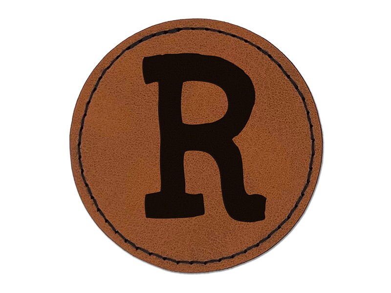 Letter R Uppercase Cute Typewriter Font Round Iron-On Engraved Faux ...