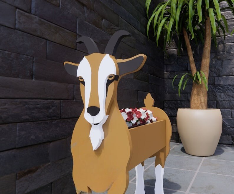 Goat Planter - Wooden Planter Box - DIY Kit - Realistic Animal Garden ...
