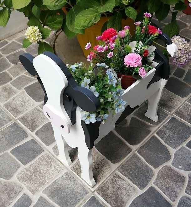 Cow Planter - Wooden Planter Box - DIY Kit - Realistic Animal Garden ...