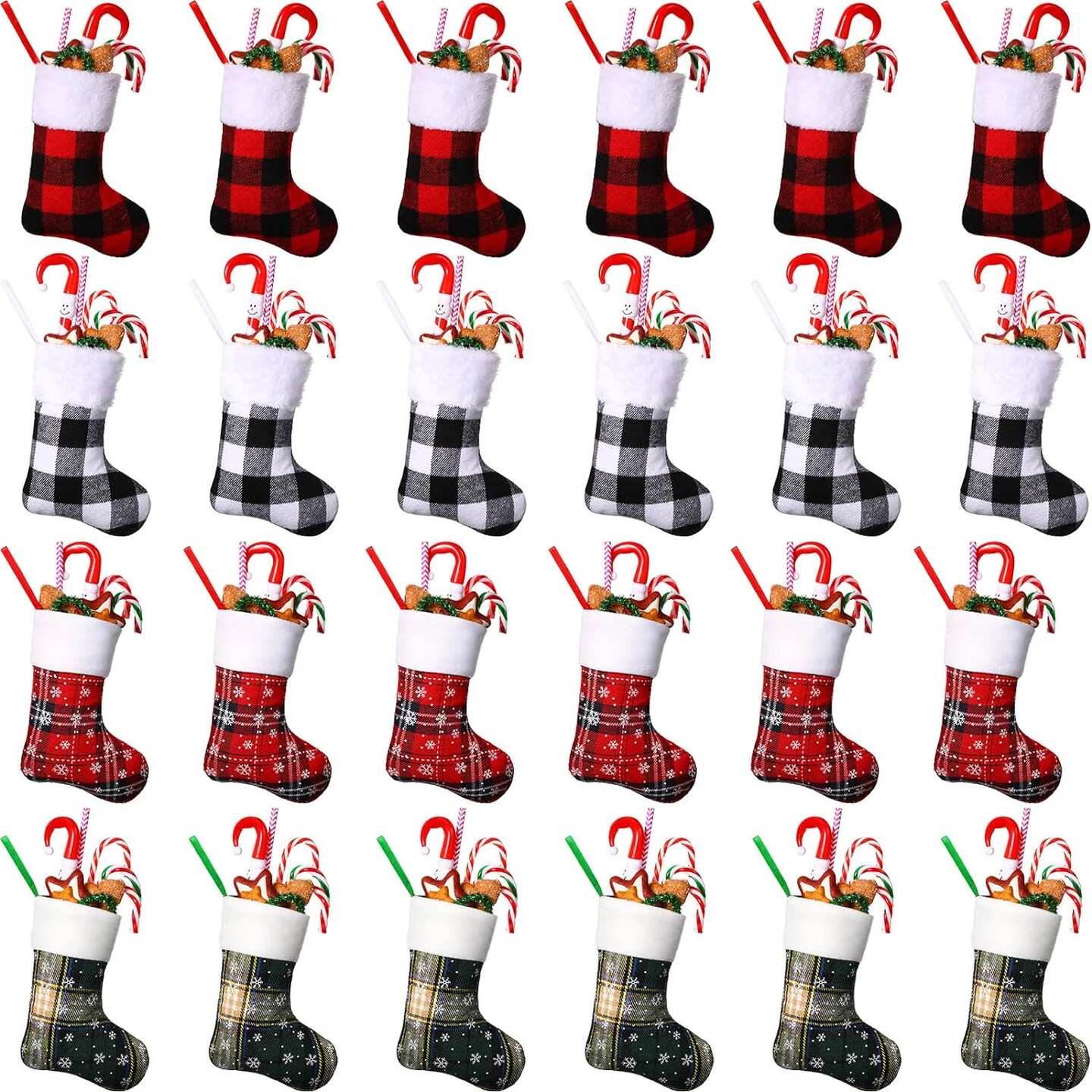 7 Inches Mini Buffalo Plaid Christmas Stocking 24 pcs | Michaels