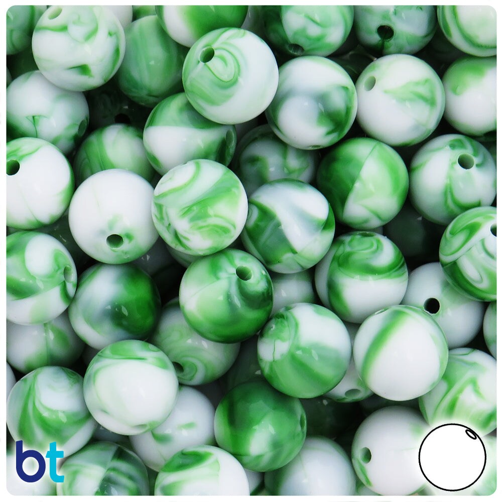 BeadTin Green Marbled 14mm Round Plastic Craft Beads (40pcs) | Michaels