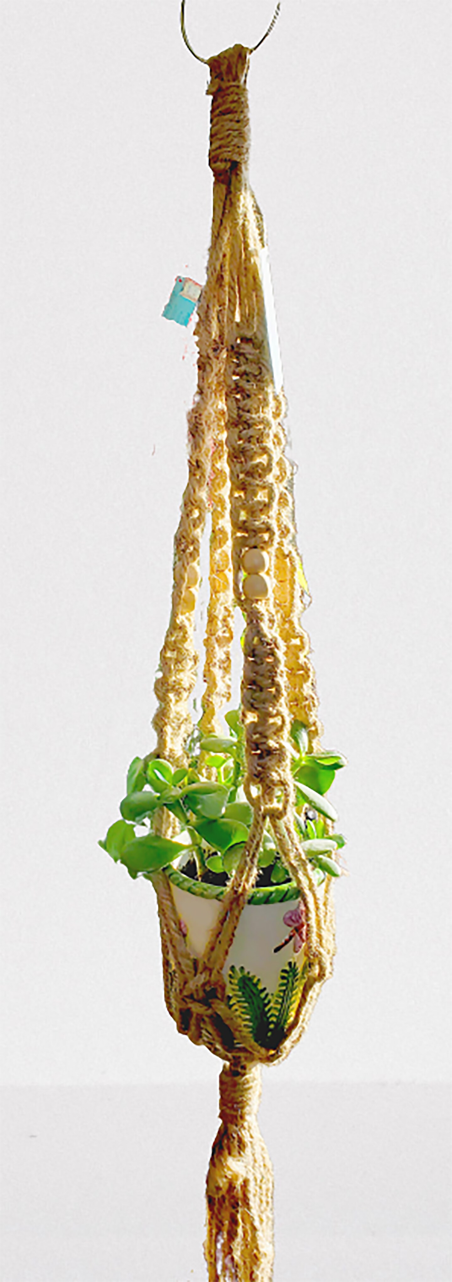 Twin-Pack Natural Boho Jute Fiber Medium Plant Hangers | MakerPlace by ...