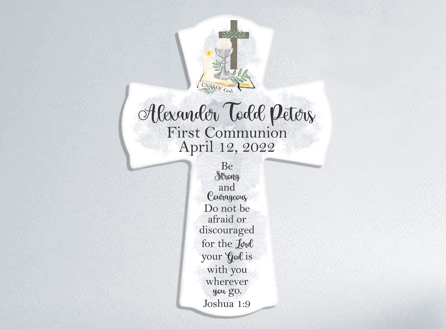 First Communion Gift, Personalized Boy's Cross with Name and Bible ...