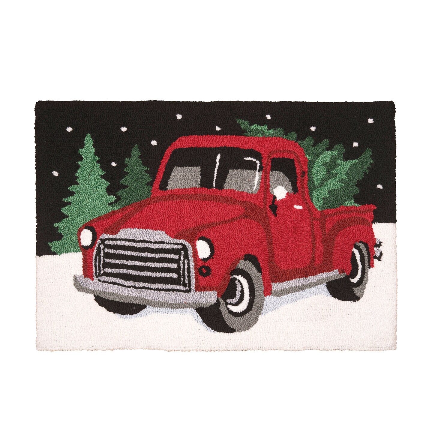 2' x 3' Farmhouse Decor Red Pickup Truck in Winter Forest Setting ...