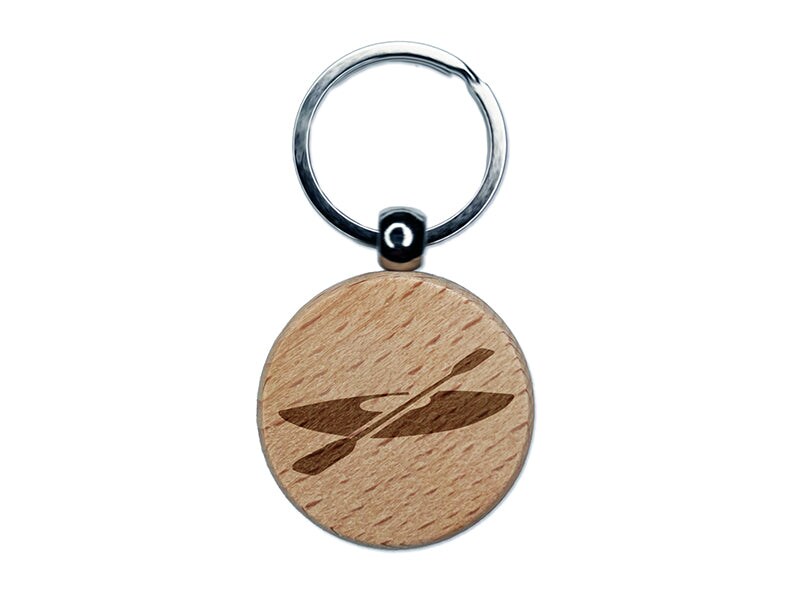 Kayak with Paddle Engraved Wood Round Keychain Tag Charm | Michaels