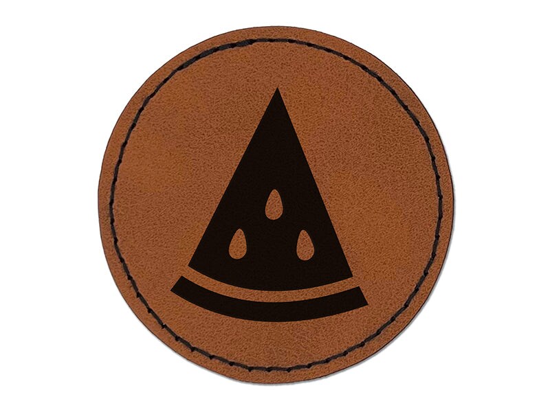 Watermelon Wedge Round Iron-On Engraved Faux Leather Patch Applique - 2 ...