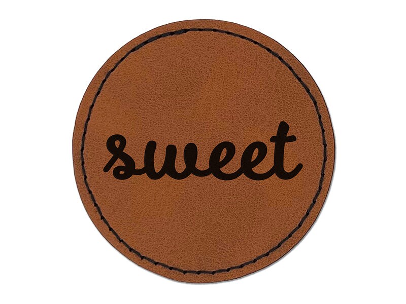 Sweet Text Cursive Round Iron-On Engraved Faux Leather Patch Applique ...