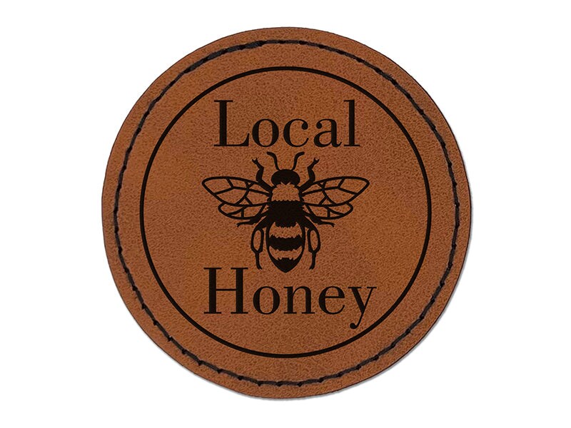 Local Honey Bee for Apiarist Beekeeper Round Iron-On Engraved Faux ...