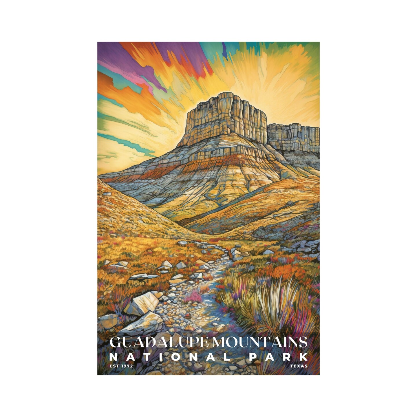 Guadalupe Mountains National Park Poster, Travel Art, Office Poster ...